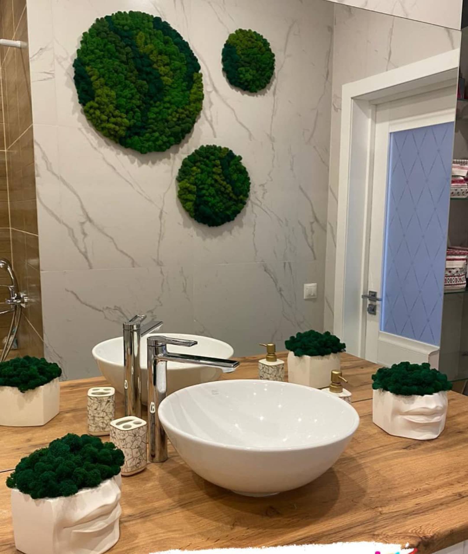 mahovina, zeleni ukrasi od mahovine, circles, krugovi s mahovinom ...